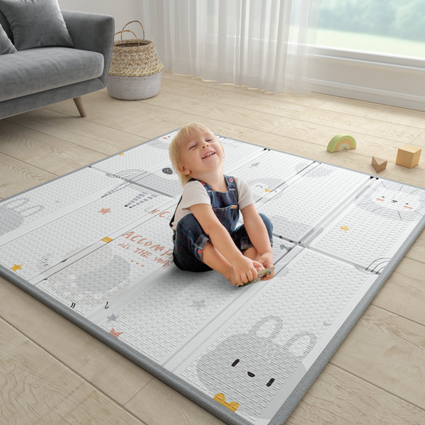 Uanlauo Tapis de jeu pour bébé, tapis de jeu pliable et réversible 47 po x 47 po, tapis de jeu ...
